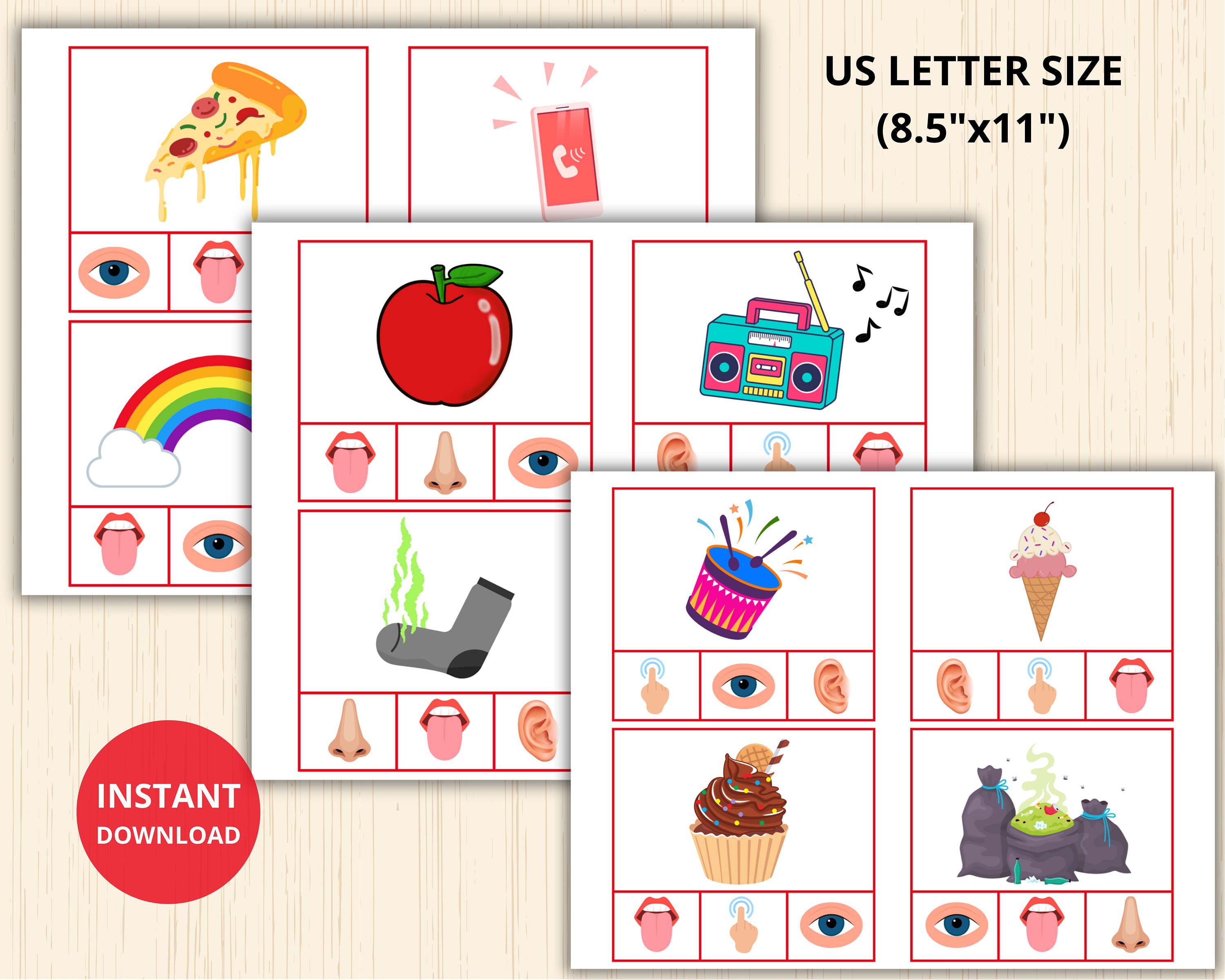 5 Senses Clip Cards, Five Senses Sorting Activity Game, Sort and Match ...