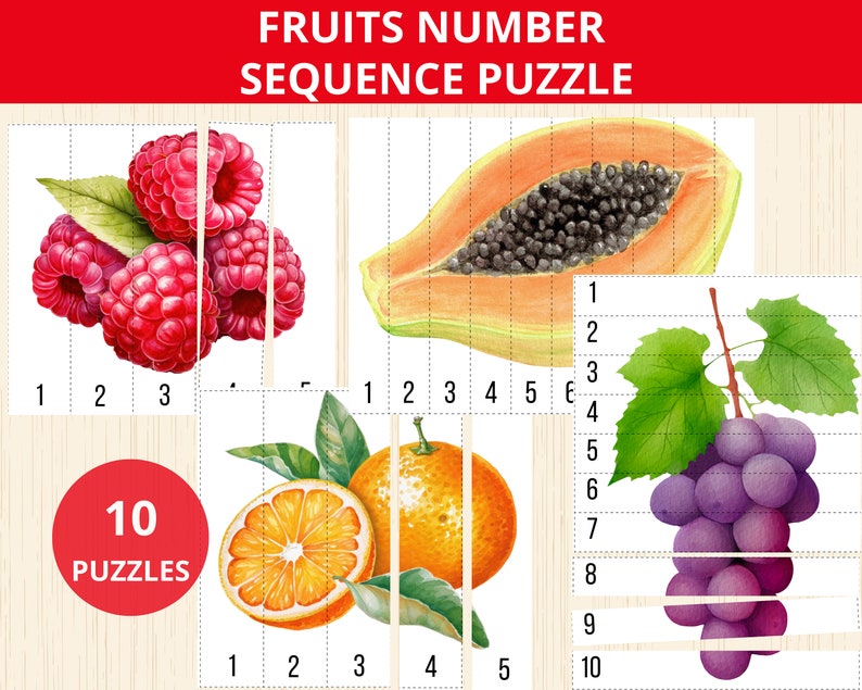 Fruits Puzzle Number Sequence,toddler Puzzle Pairs,fruit Matching ...
