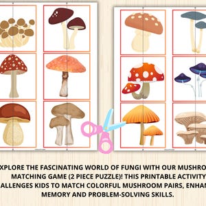Fall Matching Mushroom Activity,symmetry Puzzle,2 Piece Puzzle,autumn ...
