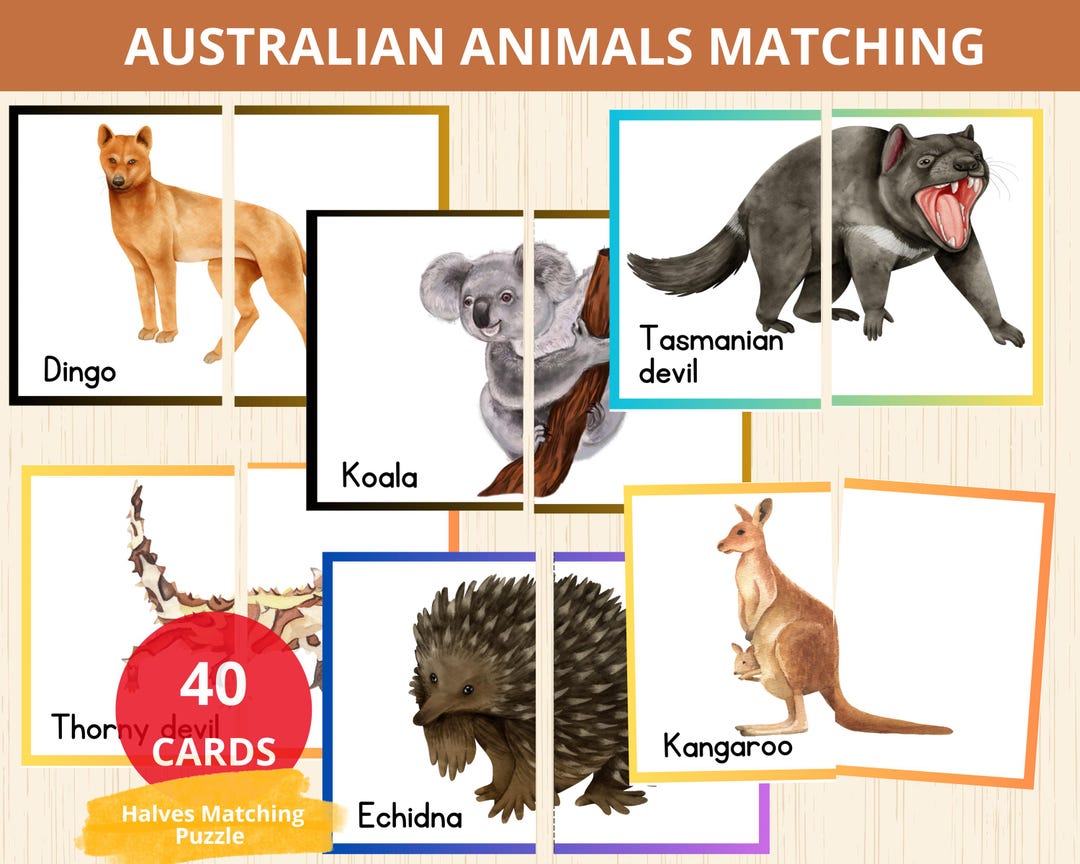 Australian Animals Puzzles,australian Animals Matching Game,australia ...