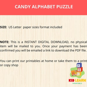 Candy Alphabet Matching Cards, Alphabet Puzzles,toddler Matching Game ...