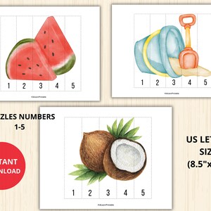 Summer Preschool,summer Puzzle, Activity,number Sequence,sequence ...