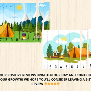 Camping Puzzle,camping Number Sequence,numbers 1-10,camping Summer ...