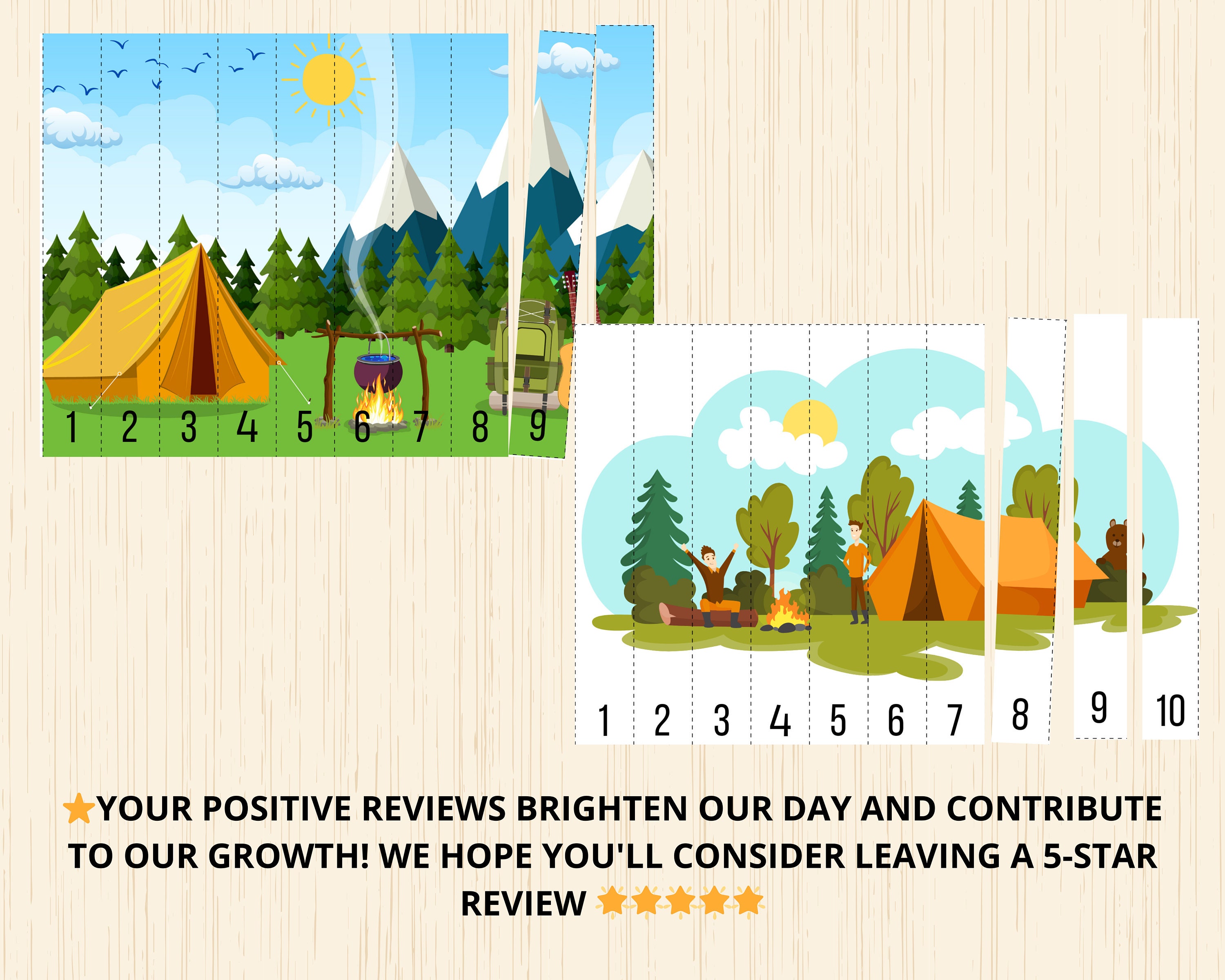 Camping Puzzle,camping Number Sequence,numbers 1-10,camping Summer ...