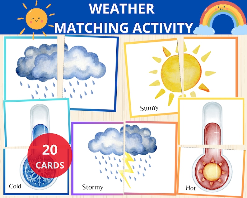 Weather Matching Game,weather Activity,weather Montessori, Preschool ...