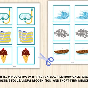 Beach Memory Game,summer Memory Card,beach Memory Match,beach Party ...