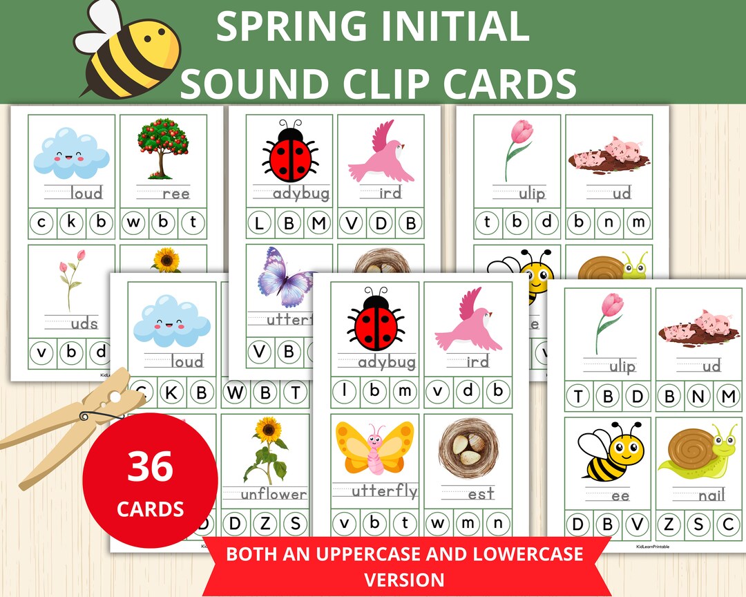 Spring Phonics Clip Cards, Beginning Sound Activity,spring Flashcards ...