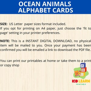 Ocean Alphabet Cards,ocean Animal Flash Cards,montessori,world Ocean ...