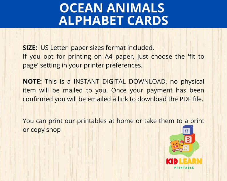 Ocean Alphabet Cards,ocean Animal Flash Cards,montessori,world Ocean ...
