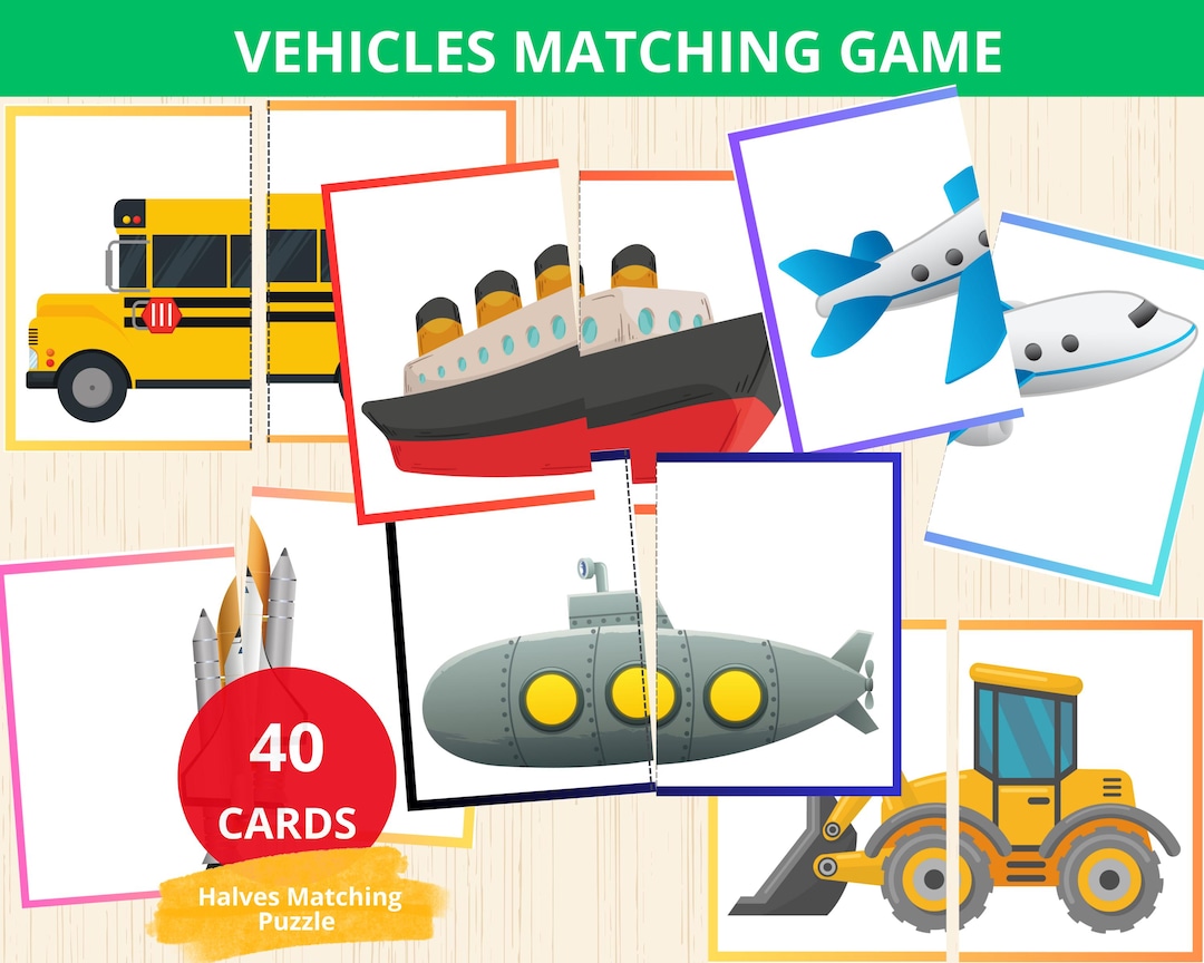 Vehicles Matching Activity,vehicles Puzzle Card,transports Puzzles ...