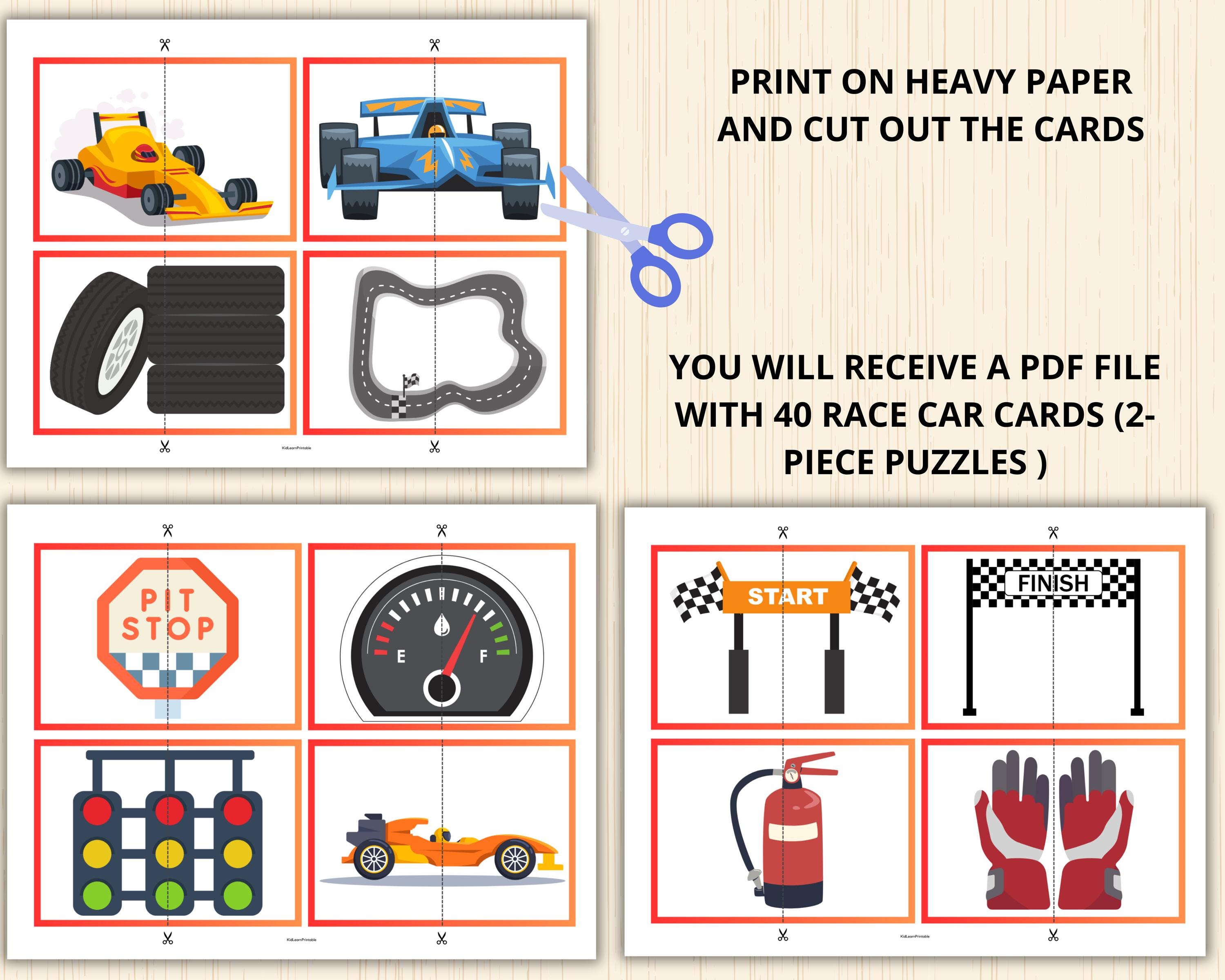 Race Cars Matching Game,transportation Activity,cars Matching,preschool ...