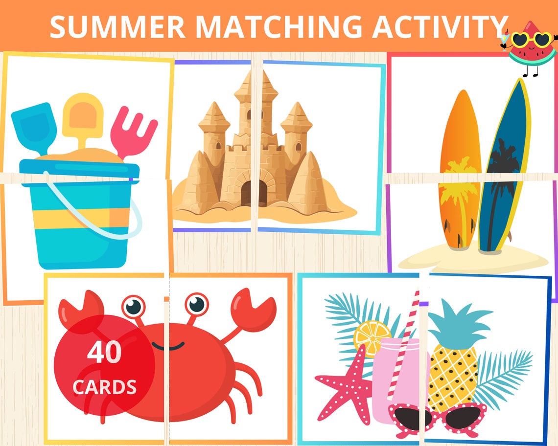 Summer Matching Game,summer Activity,summer Montessori,preschool ...