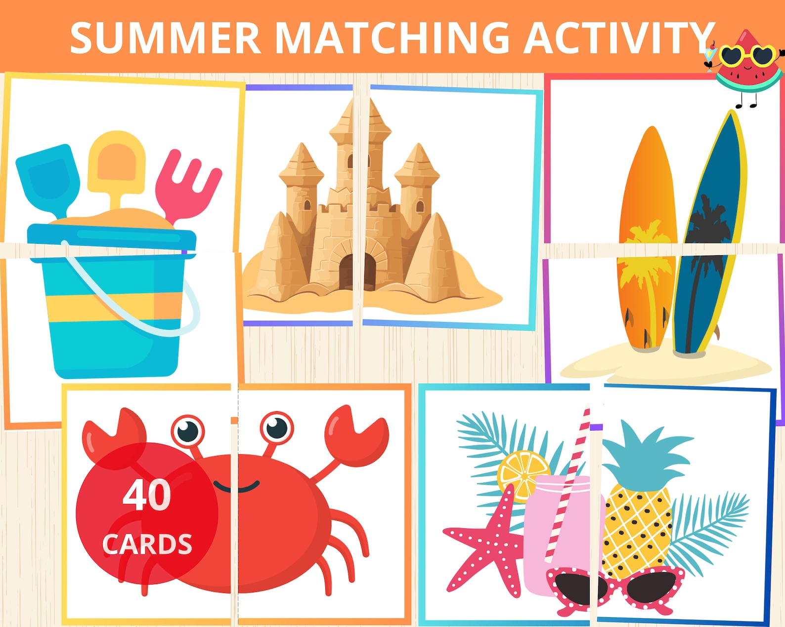 Summer Matching Game,summer Activity,summer Montessori,preschool ...