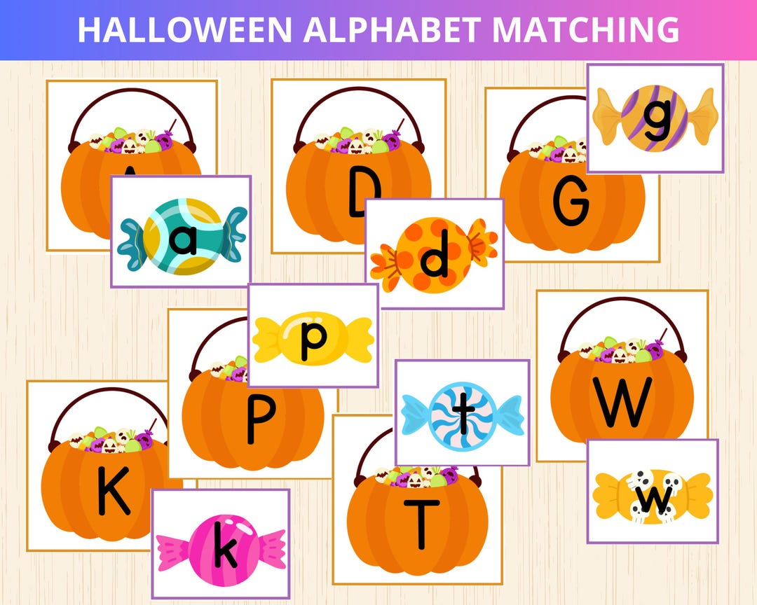 Halloween Alphabet Matching,alphabet Match Gam,letter Recognition ...