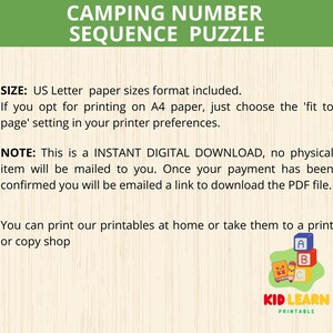 Camping Puzzle,camping Number Sequence,numbers 1-10,camping Summer ...