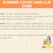 Summer Count and Clip Cards,numbers 1-20,preschool Math,kindergarten ...