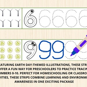Earth Day Activity,number Tracing Strips,number Tracing Worksheets ...