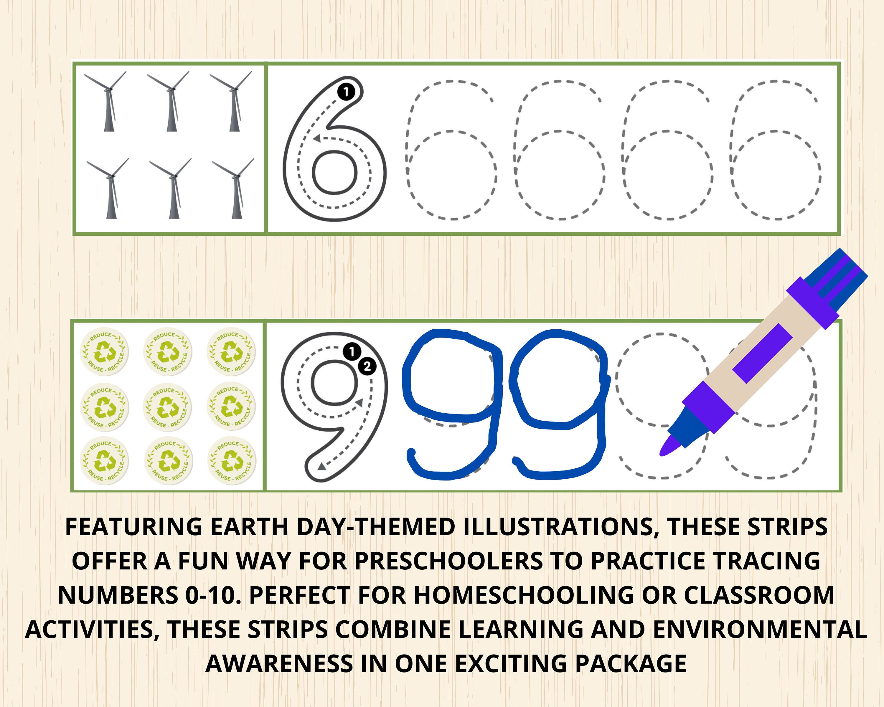 Earth Day Activity,number Tracing Strips,number Tracing Worksheets ...