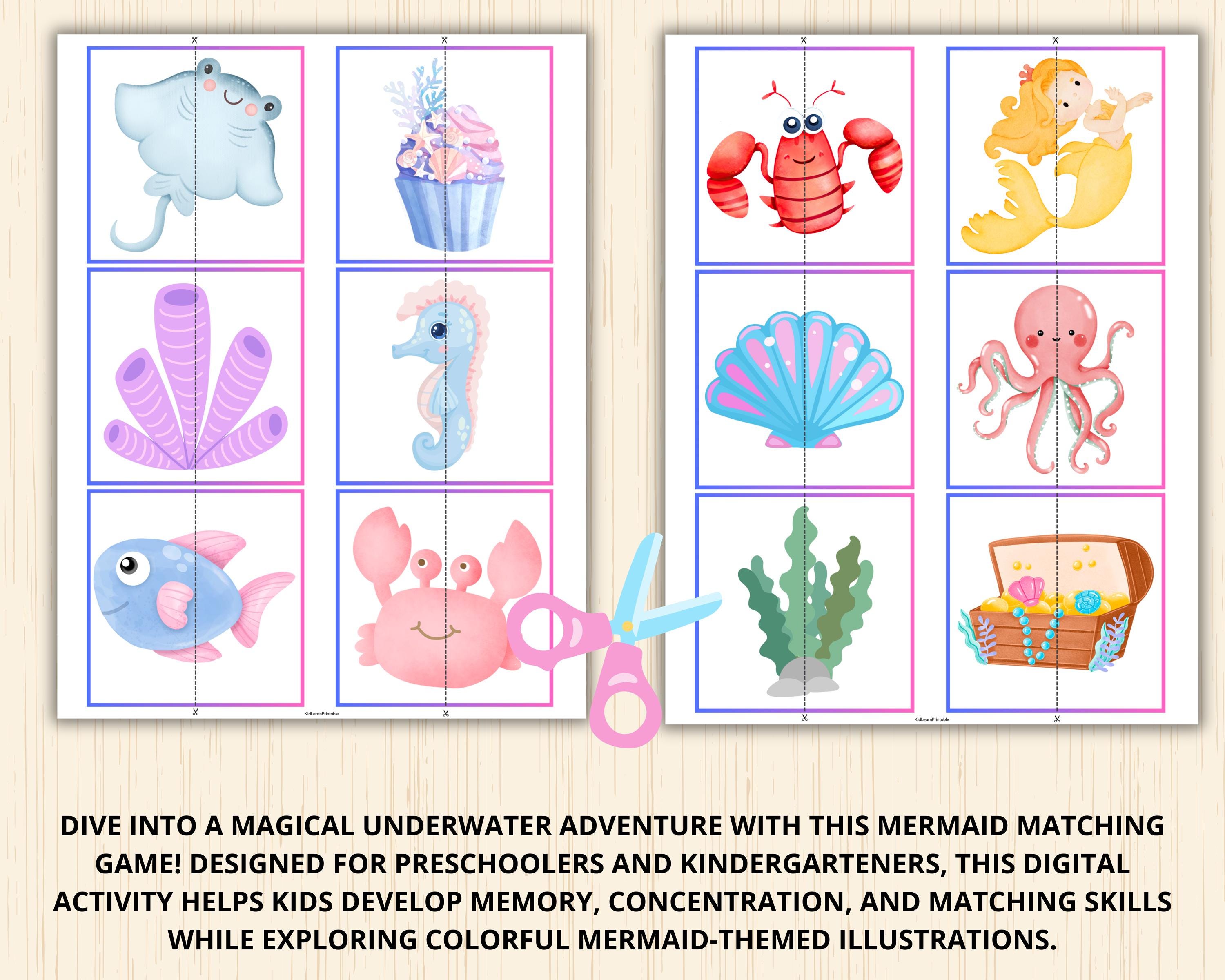 Mermaid Matching Activity,mermaid Matching Game,mermaid Puzzles,mermaid ...