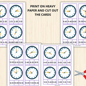 Telling Time Clip Cards,clock Activity,tell the Time Activity,learn the ...