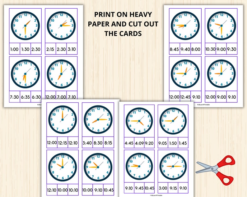 Telling Time Clip Cards,clock Activity,tell the Time Activity,learn the ...