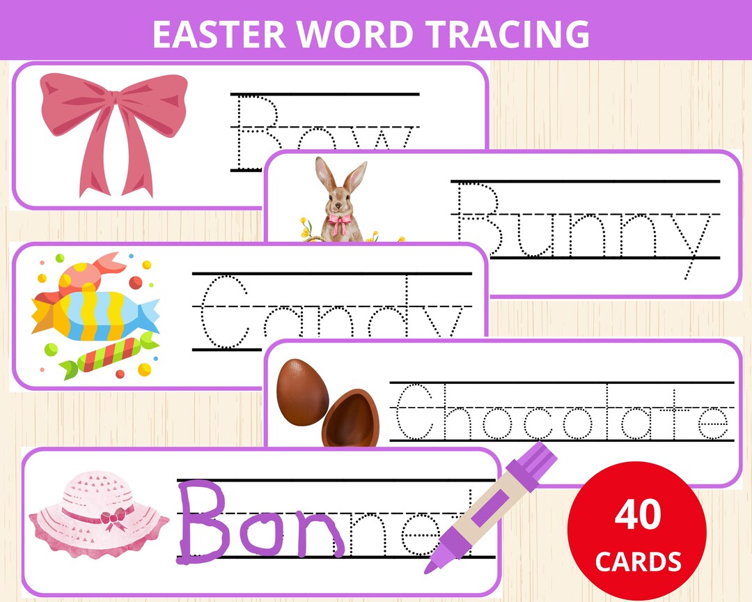 Easter Word Tracing,easter Trace the Word,easter Tracing Page,preschool ...