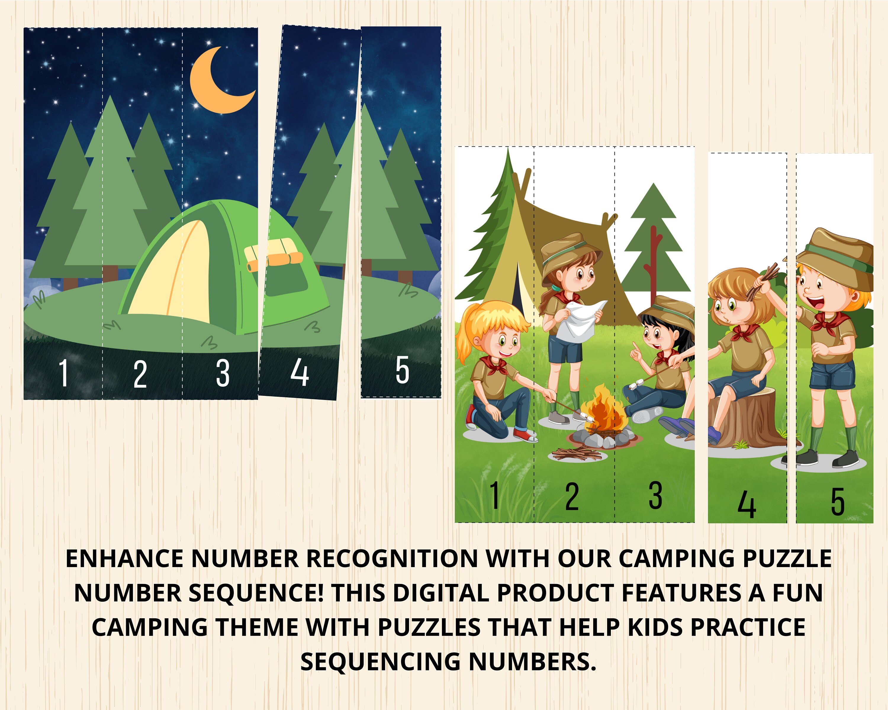 Camping Puzzle,camping Number Sequence,numbers 1-10,camping Summer ...