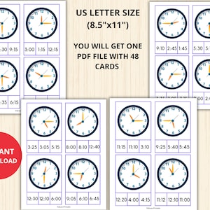 Telling Time Clip Cards,clock Activity,tell the Time Activity,learn the ...