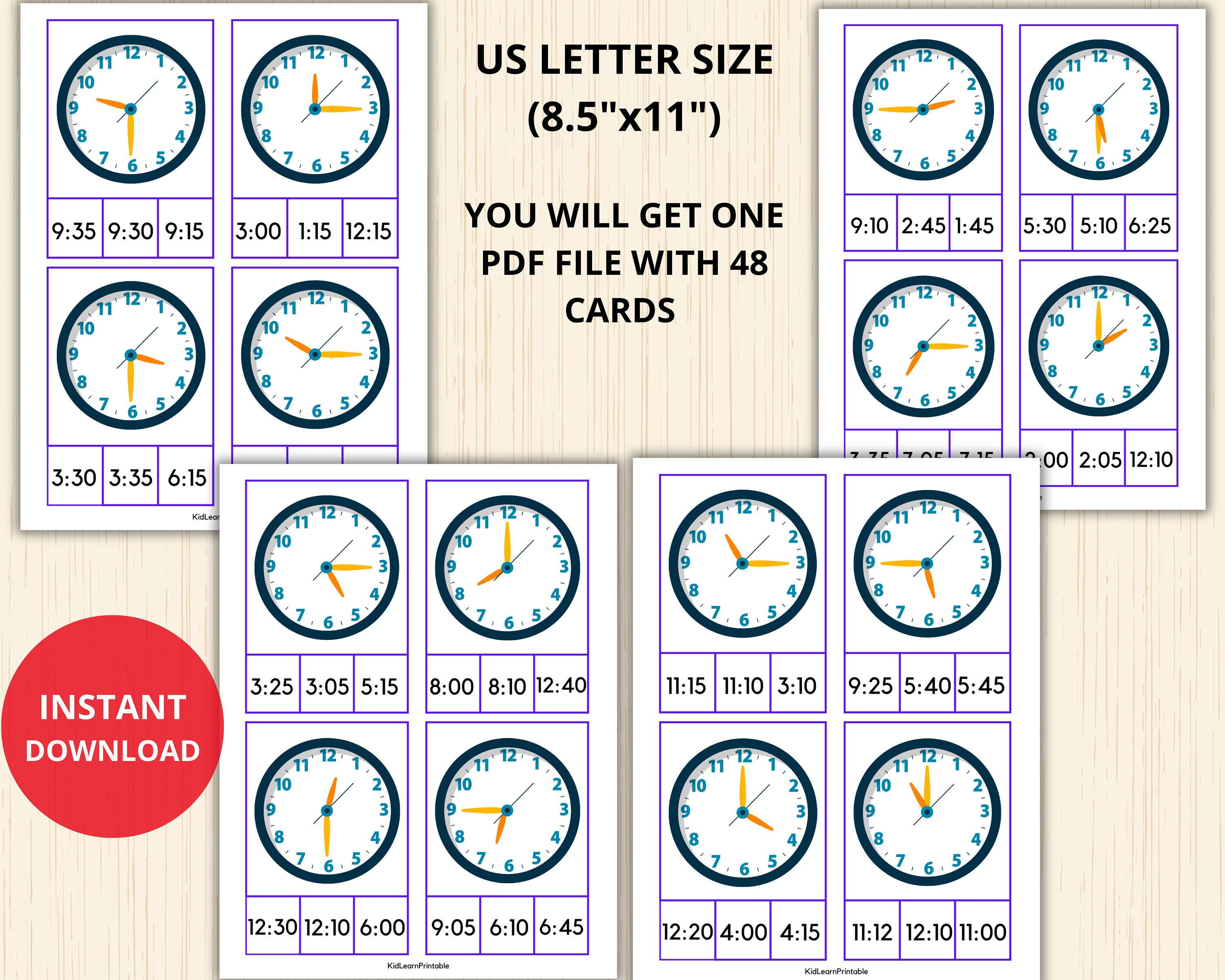 Telling Time Clip Cards,clock Activity,tell the Time Activity,learn the ...