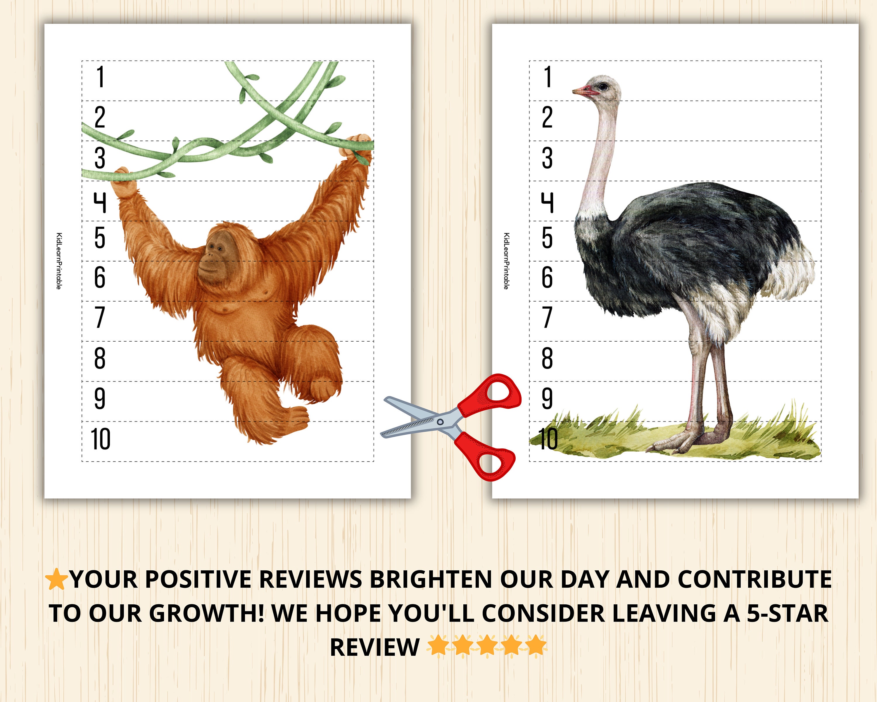 African Animal Number Puzzle, Numbers 1-10,african Animals Montessori ...