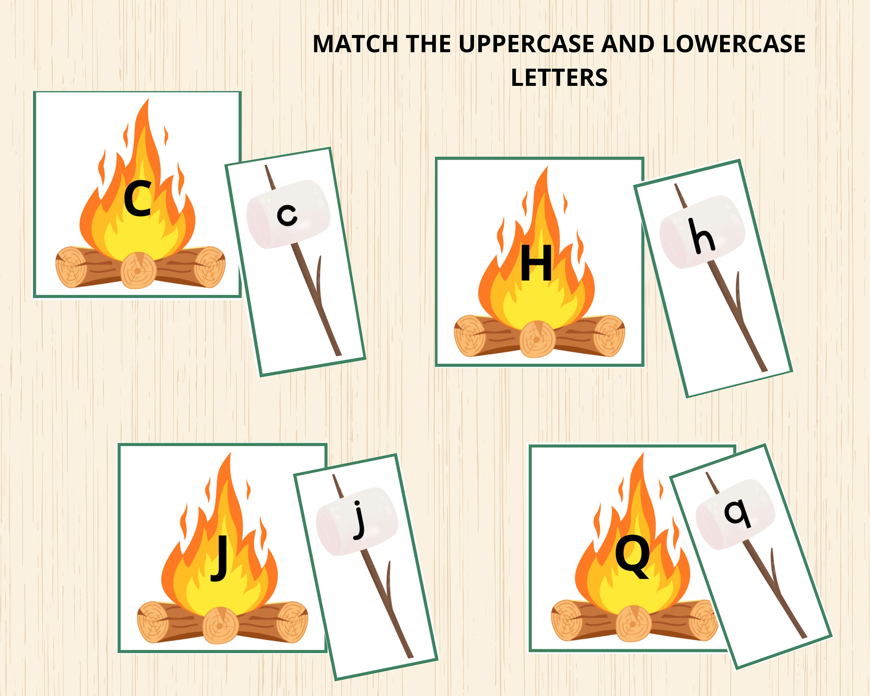 Camping Letter Match,preschool Letters,alphabet Matching Game,camping ...