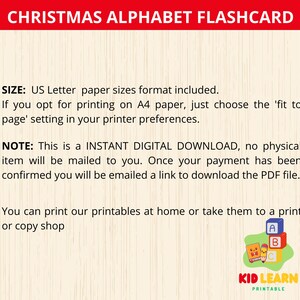 Christmas Alphabet Cards,christmas Cards for Kids,christmas Flashcards ...