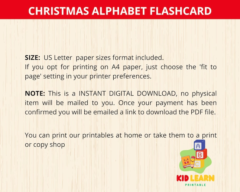 Christmas Alphabet Cards,christmas Cards for Kids,christmas Flashcards ...