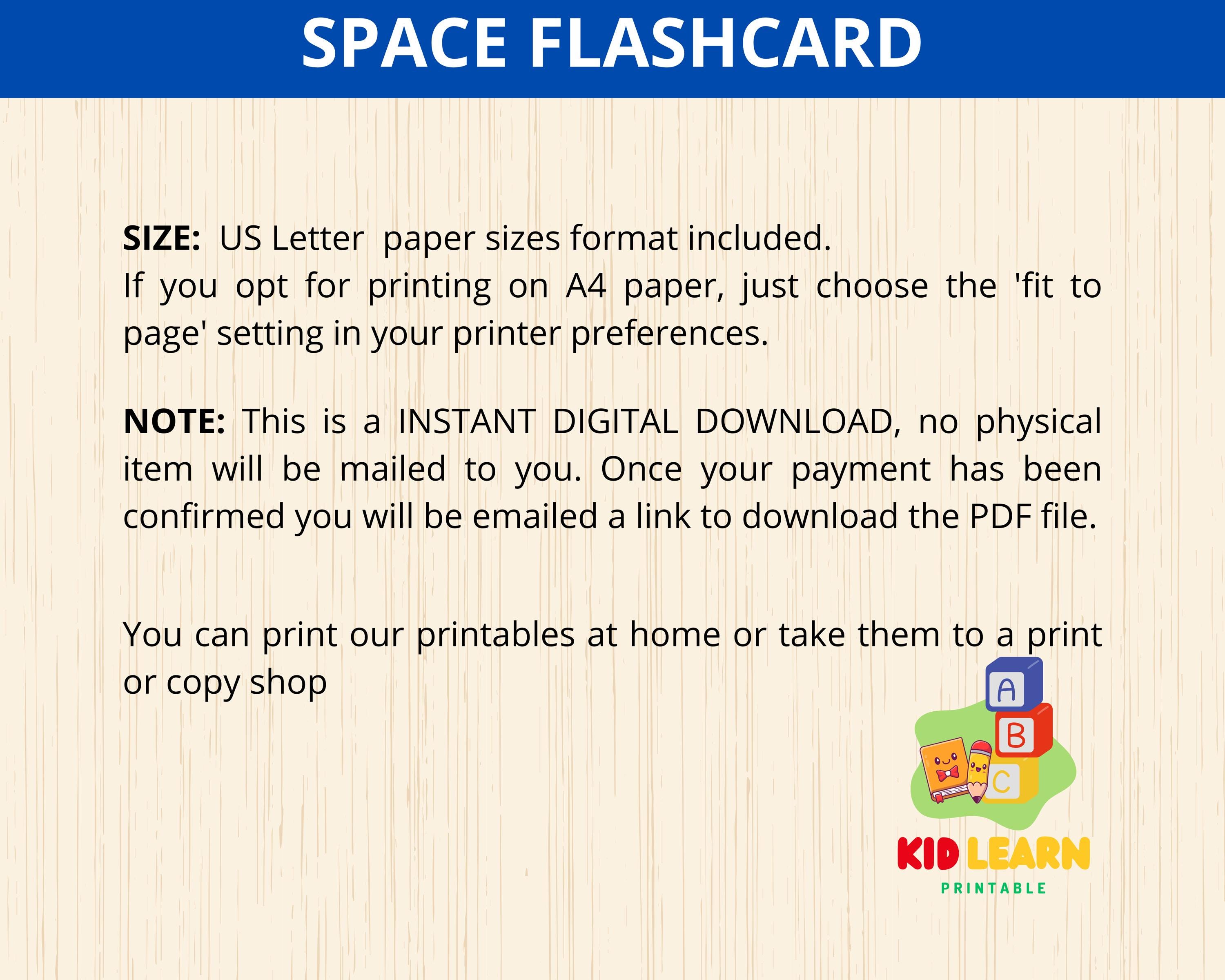Space Flashcard,planets Flashcards,solar System Flash Cards,space ...