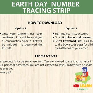 Earth Day Activity,number Tracing Strips,number Tracing Worksheets ...