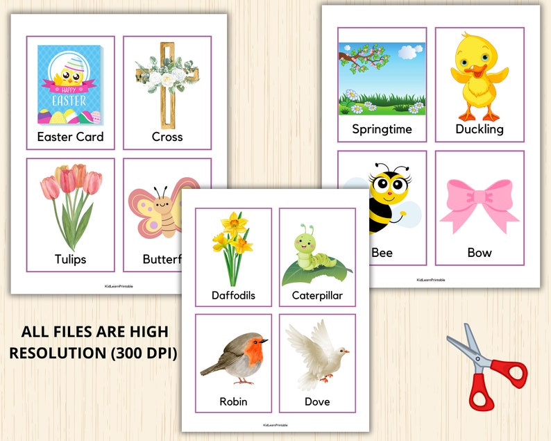 Easter Montessori Flashcards for Kids Easter Flash Cards Spring ...