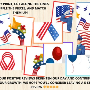 Memorial Day Matching Activity,memorial Day Puzzles,symmetry Puzzles ...