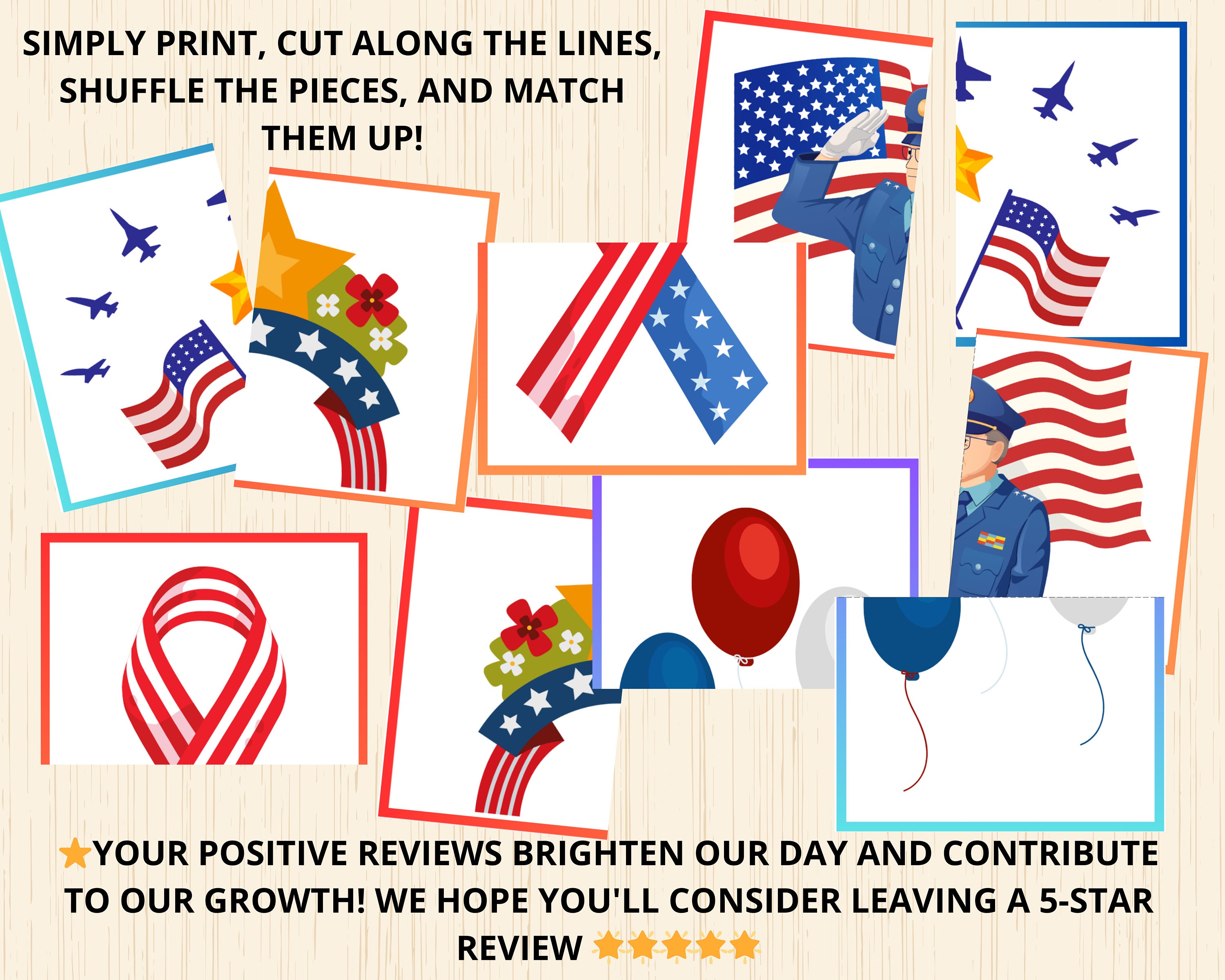 Memorial Day Matching Activity,memorial Day Puzzles,symmetry Puzzles ...