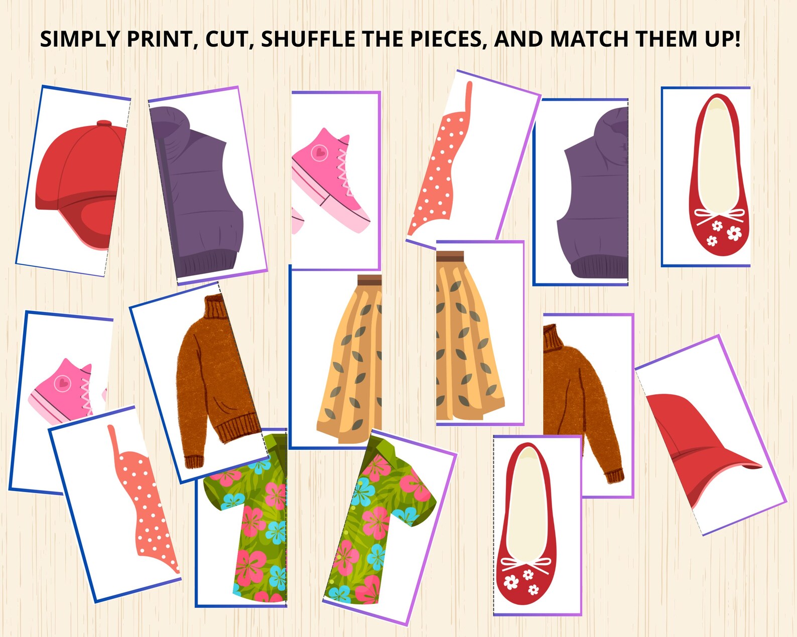 Clothes Matching Game,clothing Activity for Kids,montessori Clothes ...