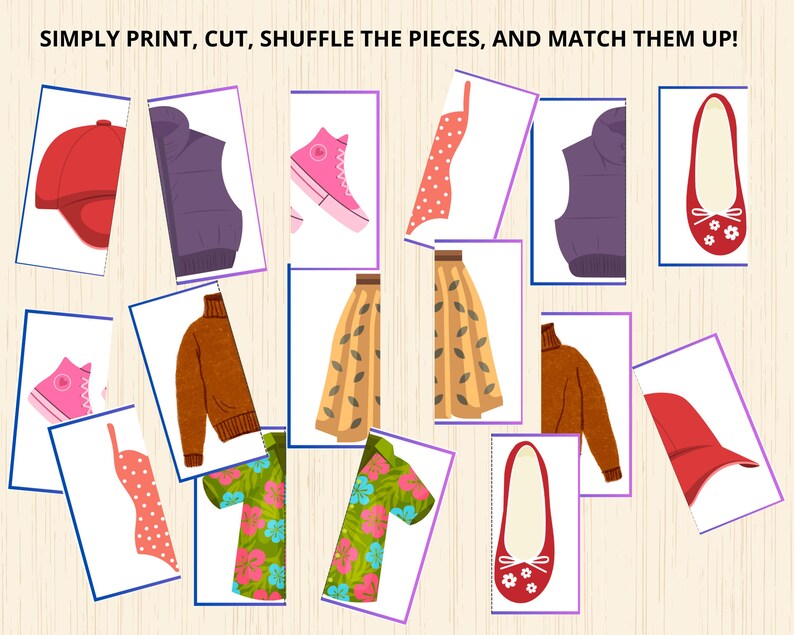 Clothes Matching Game,clothing Activity for Kids,montessori Clothes ...