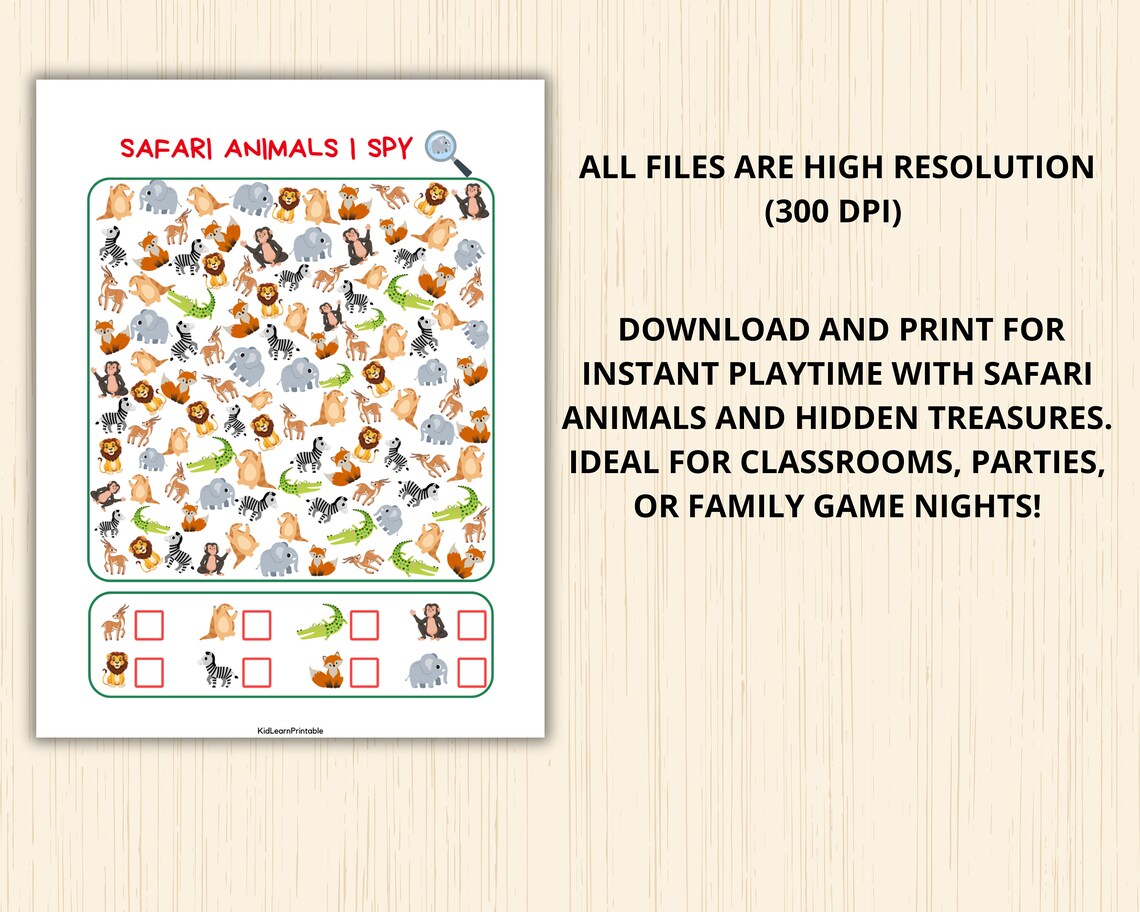 Safari Animal I Spy,counting Activity,look and Find,animals Preschool,i ...