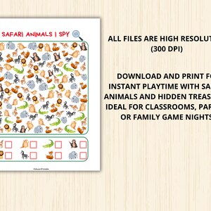 Safari Animal I Spy,counting Activity,look and Find,animals Preschool,i ...