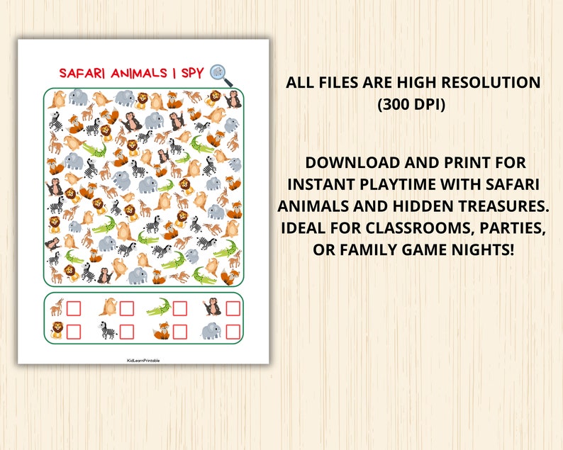 Safari Animal I Spy,counting Activity,look and Find,animals Preschool,i ...