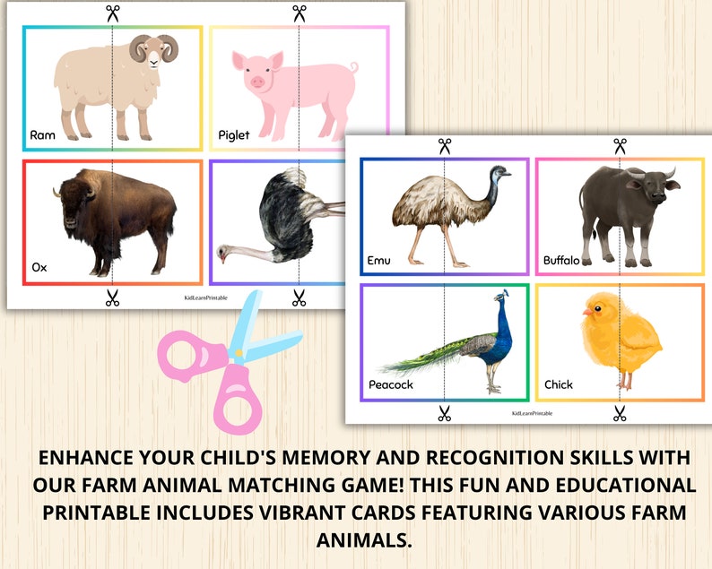 Farm Animals Matching Game,farm Animals Puzzle Pair,puzzle Symmetry ...