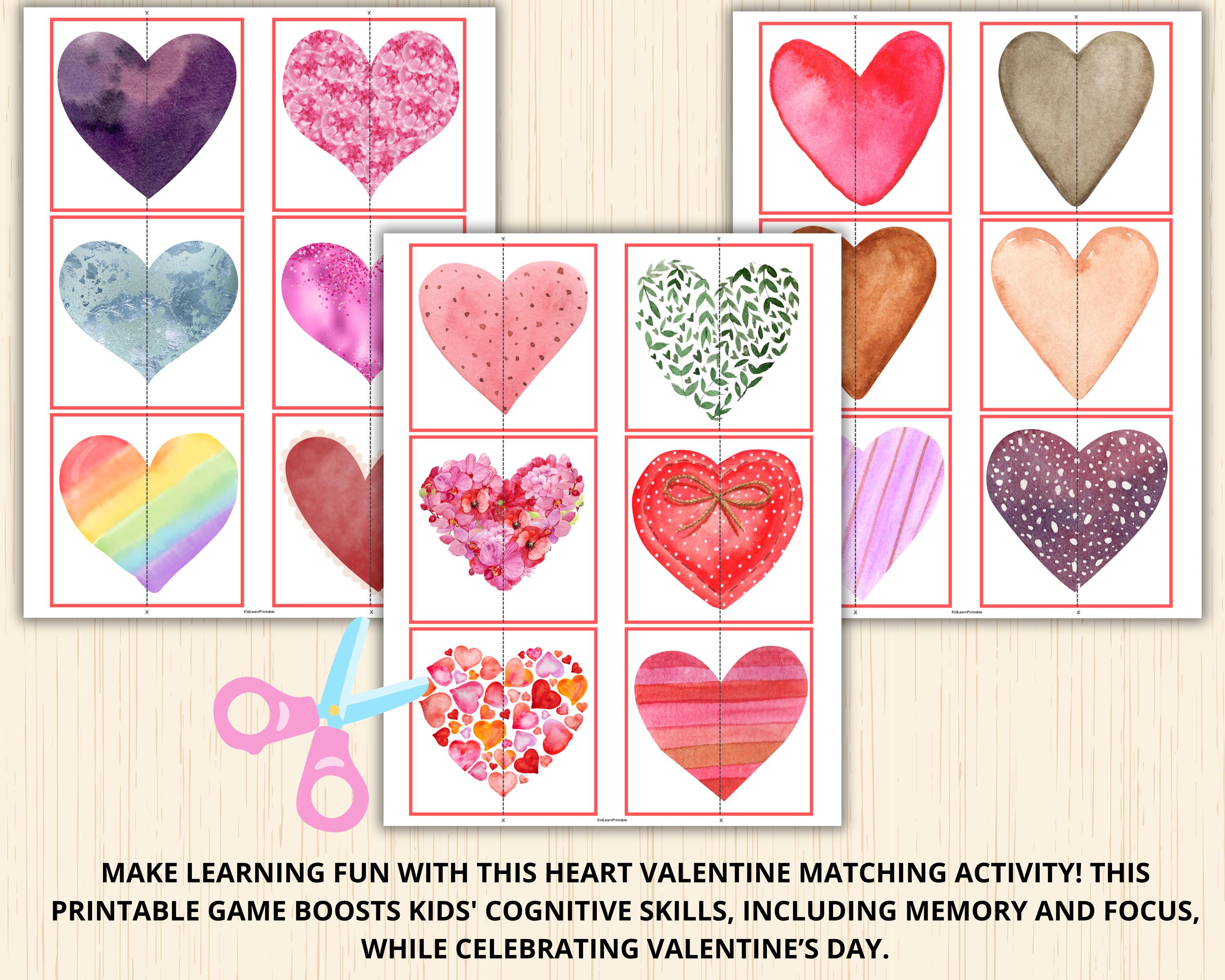 Heart Matching Game,valentine's Day Matching Activity,two Pieces Puzzle ...