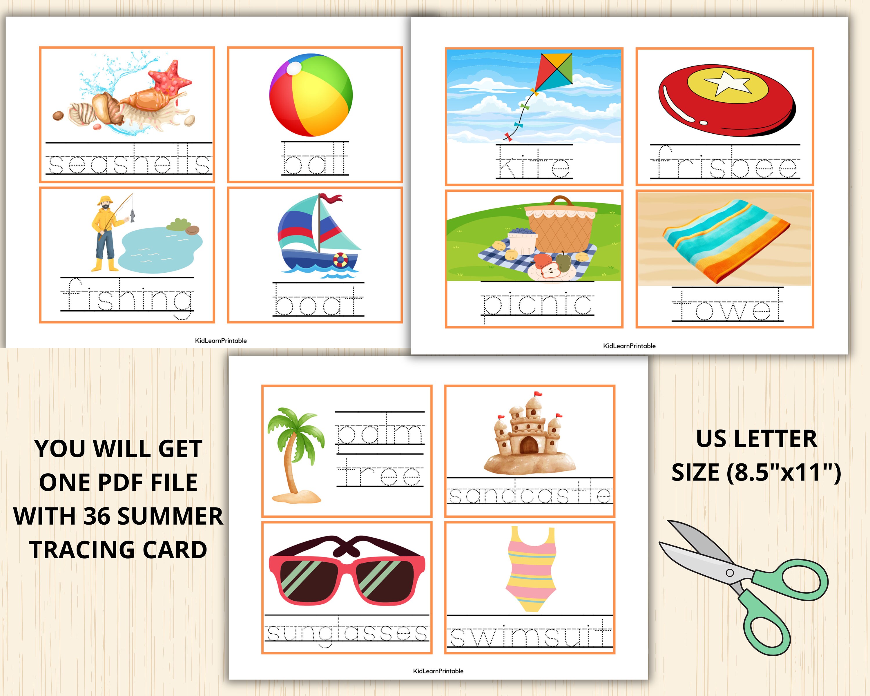 Summer Word Tracing Cards,tracing Cards,summer Montessori,summer ...