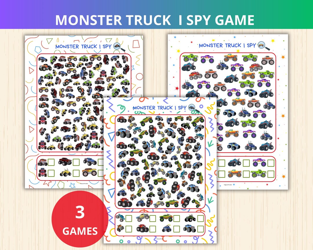 Monster Truck I Spy Game,monster Truck Counting Game,preschool I Spy ...