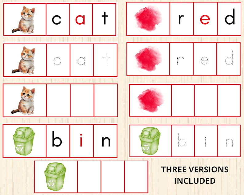 CVC Word Matching Cards, Montessori Moveable Alphabet,phonic Alphabet ...