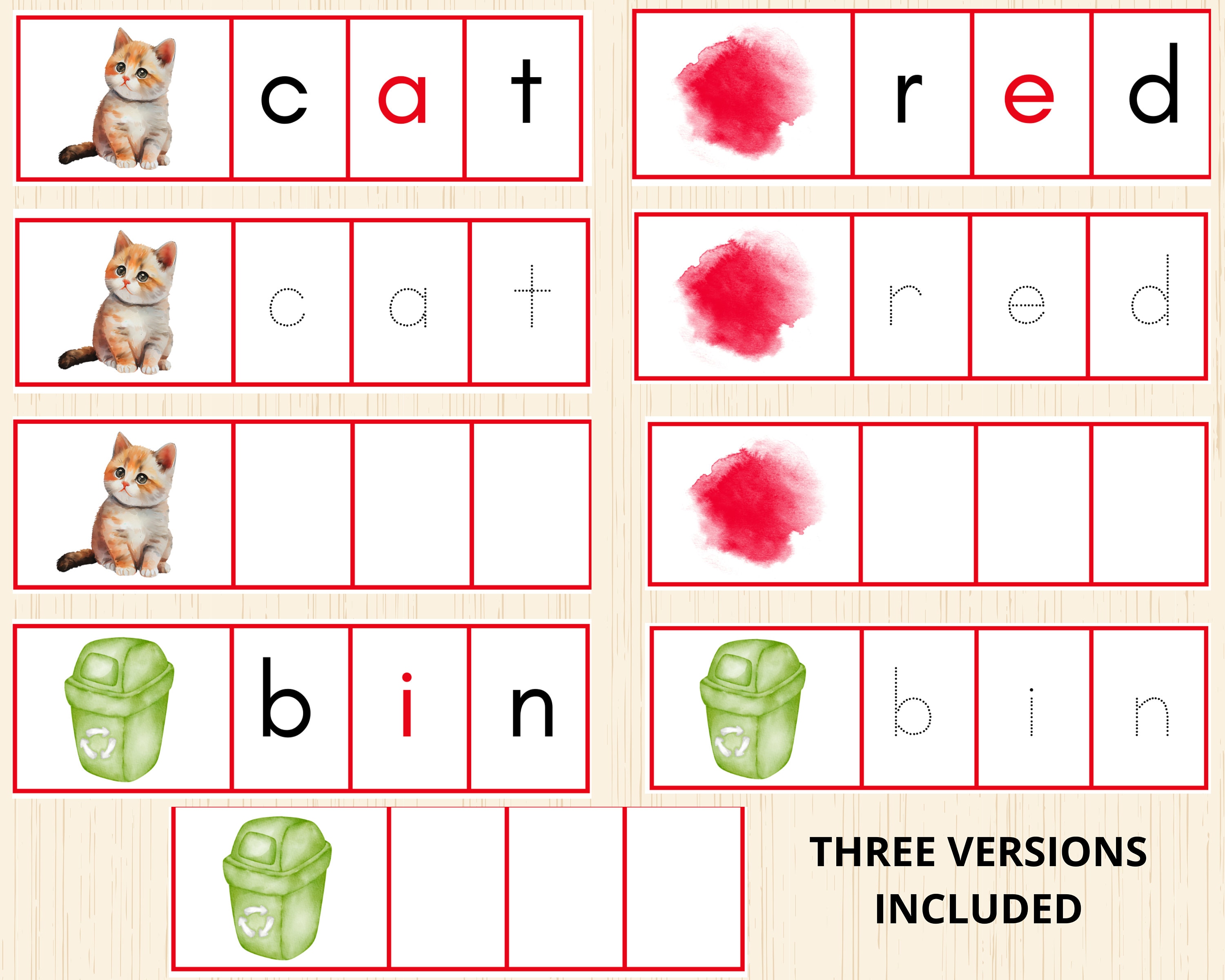 CVC Word Matching Cards, Montessori Moveable Alphabet,phonic Alphabet ...