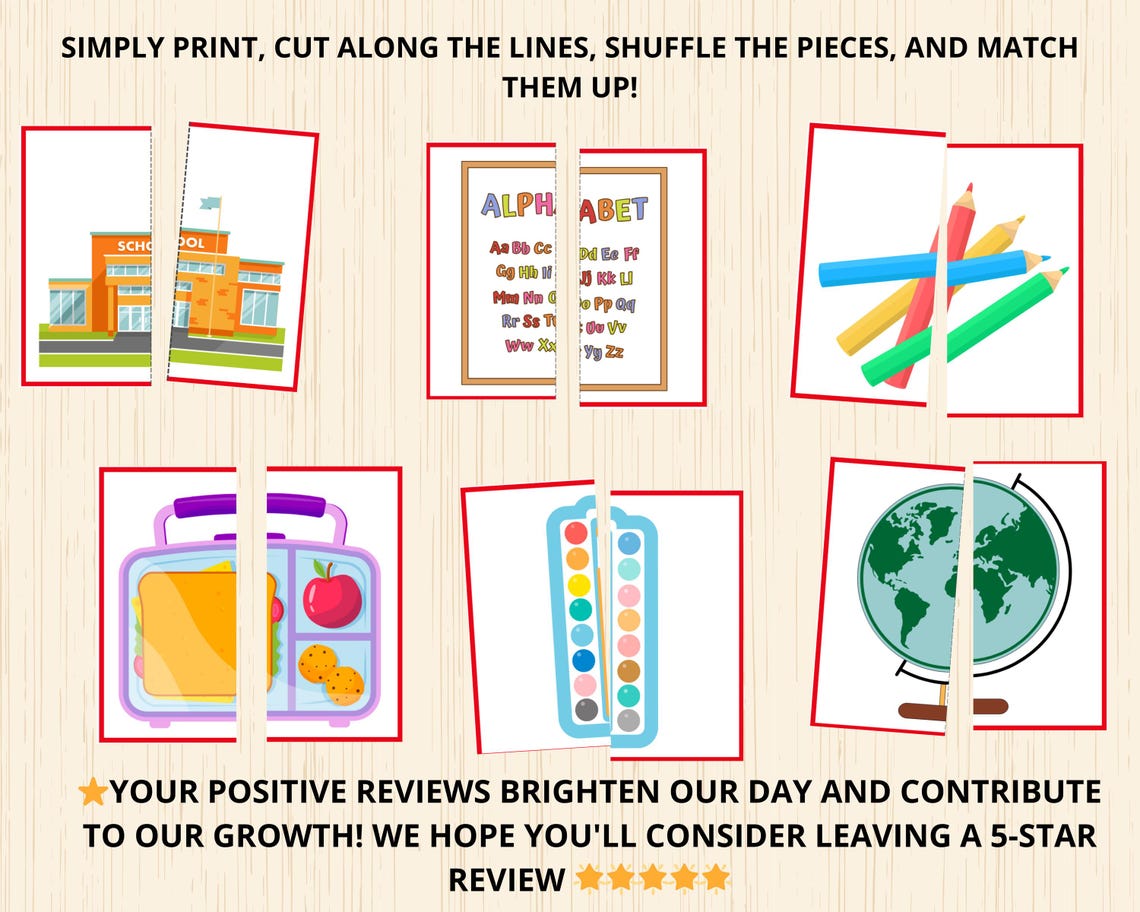 School Supplies Matching Game,back to School Game,school Items Matching ...